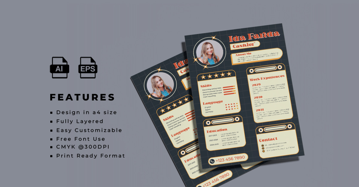 Resume and CV Flyer Template 4 #346222 - TemplateMonster