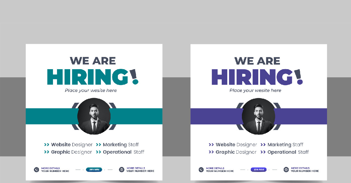 We Are Hiring Job Vacancy Social Media Post template design Layout