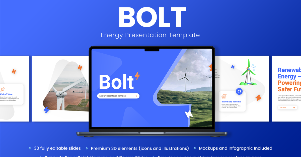 Bolt – PowerPoint-Vorlage für die Präsentation von Strom und Energie