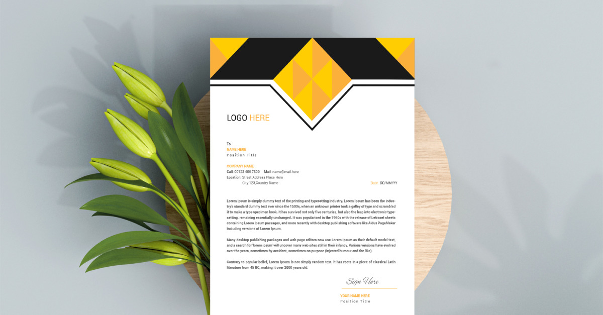 Yellow color letterhead design #346683 - TemplateMonster