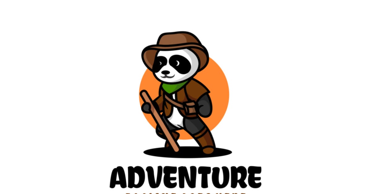 Adventure Panda Mascot Cartoon Logo #346741 - TemplateMonster
