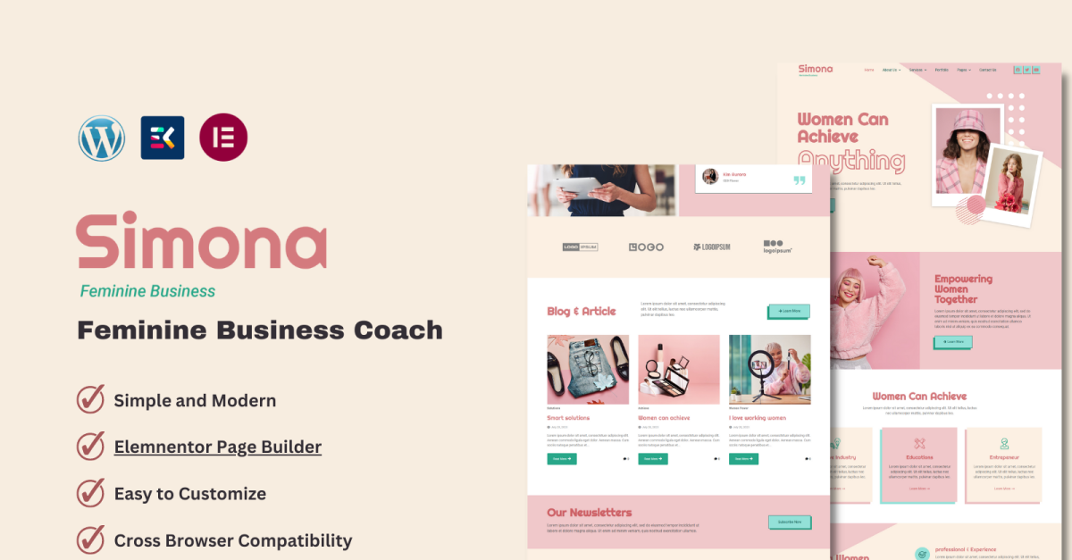 Simona - Tema de WordPress para entrenadora de vida y negocios femeninos