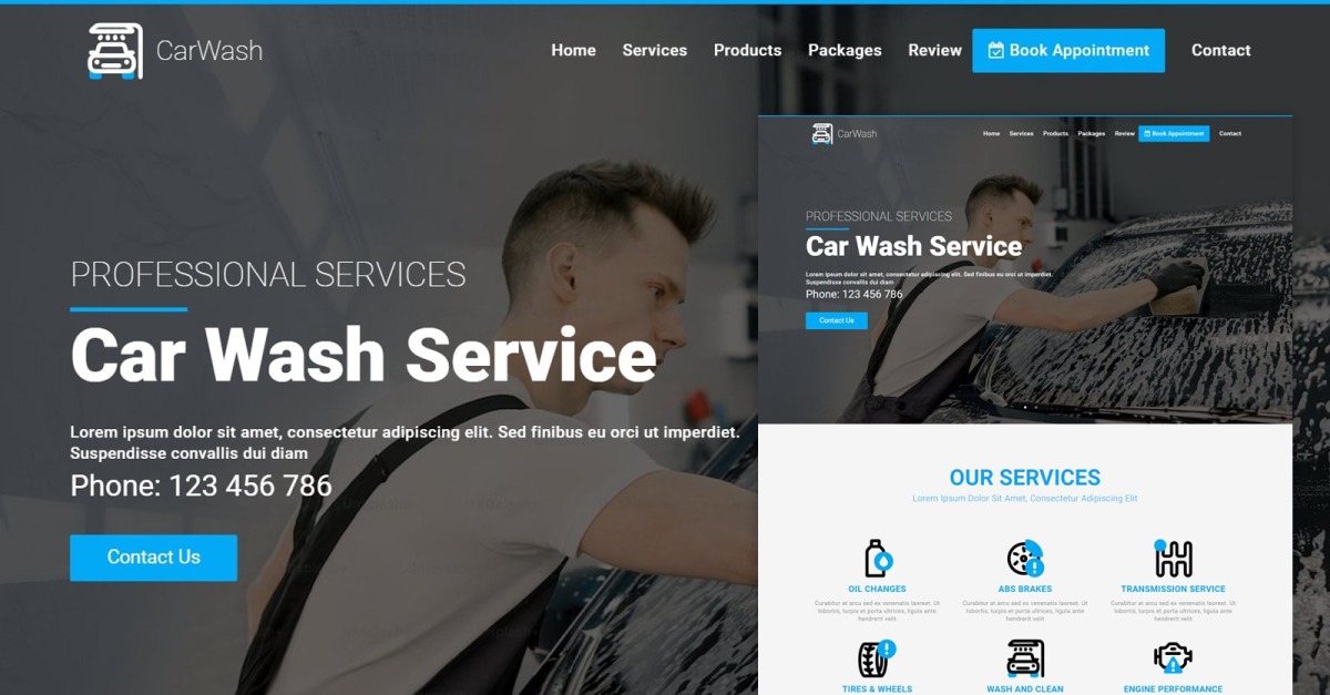 CarWash - Car Wash Landing Page Template - TemplateMonster