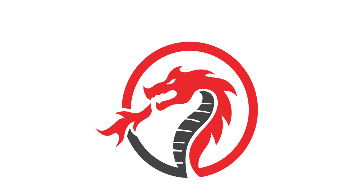 Ejderha ateşi baş logo şablonu v21 #347451 - TemplateMonster
