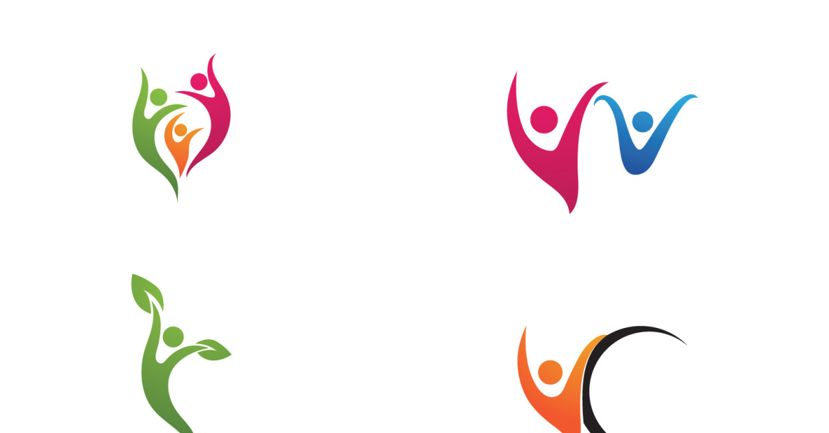 Zdrowie, ludzki charakter, sukces, ludzie, społeczność, logo grupy, v29