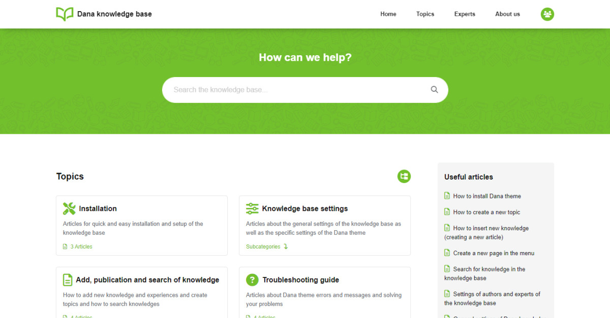Dana - Tema WordPress da Base de Conhecimento