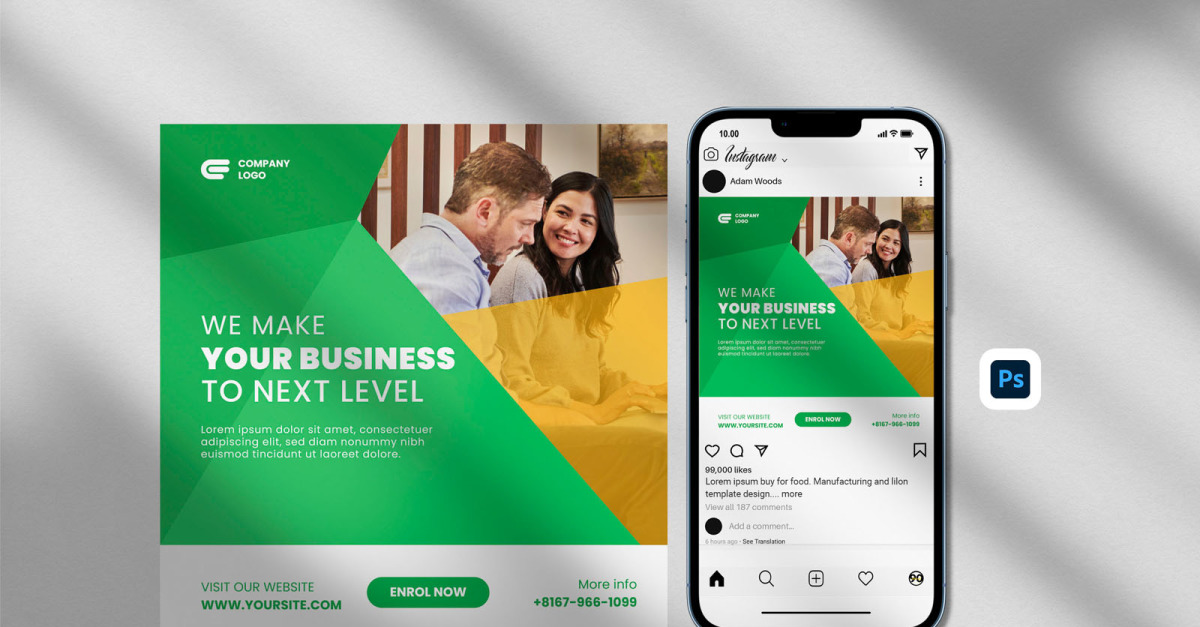 Business social media and instagram post banner template