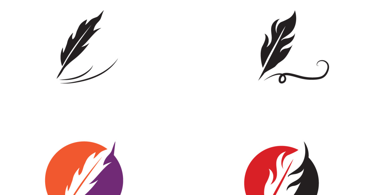 Feather pen sign vector logo v10 #347696 - TemplateMonster