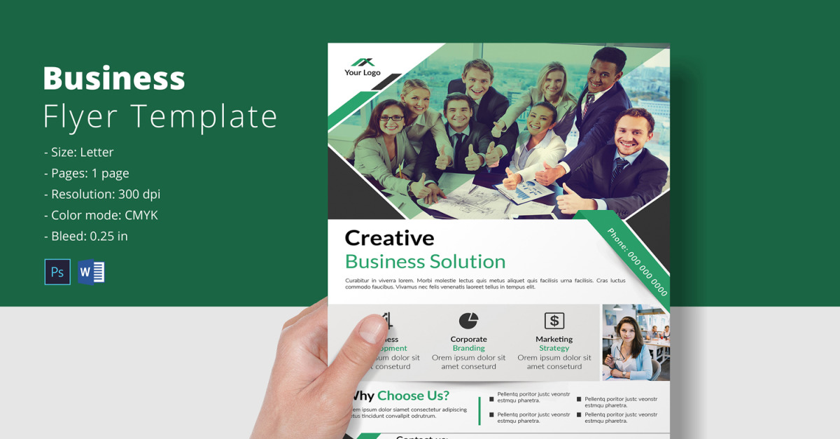 Corporate Flyer, Business Flyer . Ms Word & Photoshop template