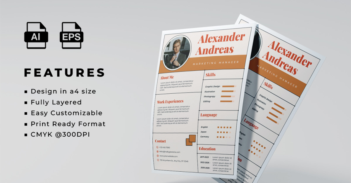 Resume and CV Template Flyer 3 #348380 - TemplateMonster