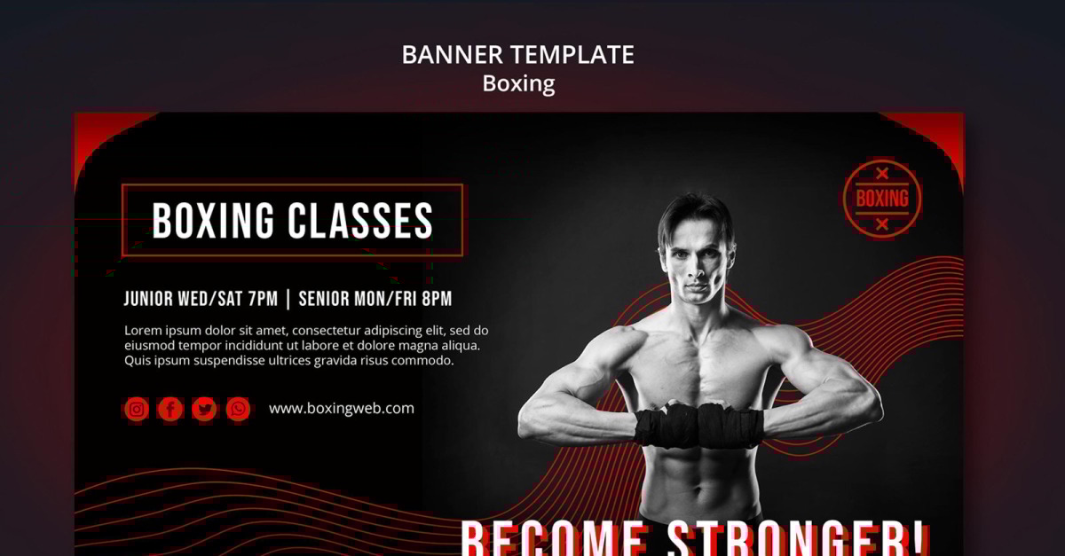 Boxing Social Media Banner Cover Template - TemplateMonster