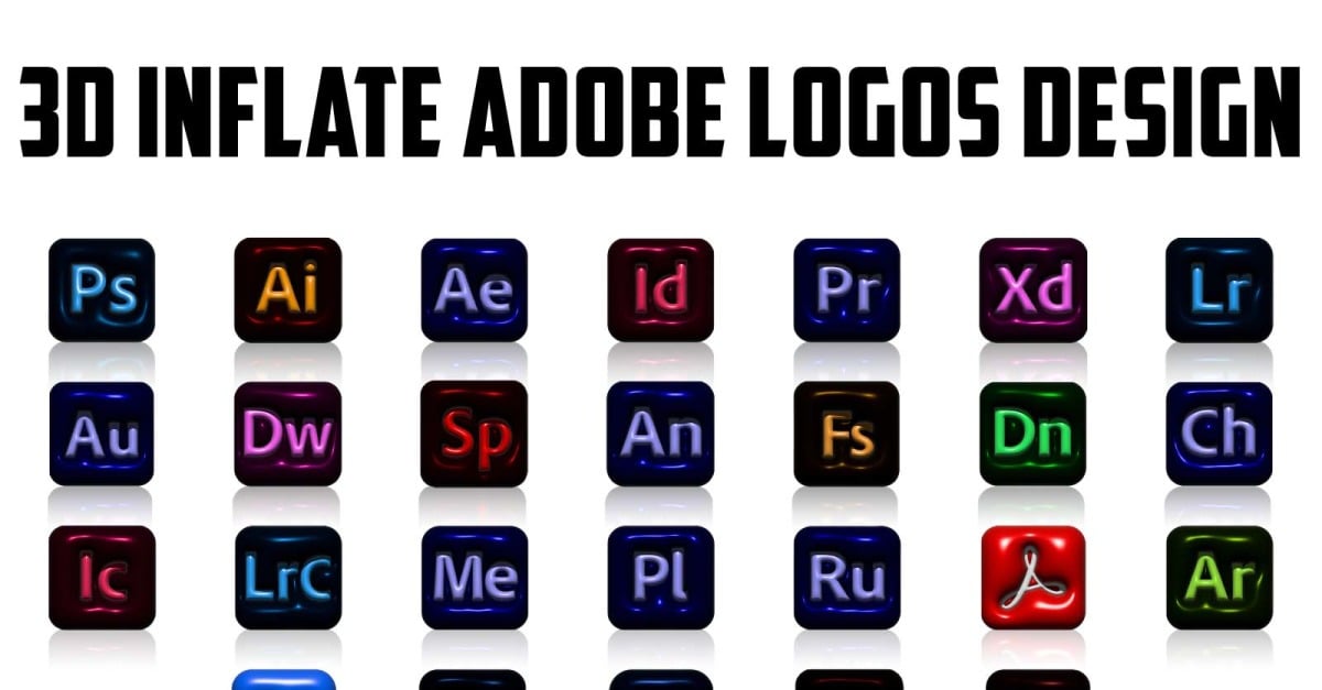 Professional 3D Inflate Adobe Software Icons Design