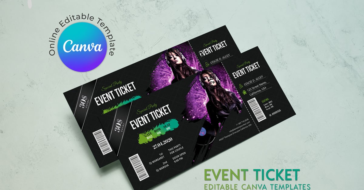 Modelo de Ingresso para Eventos do Canva - TemplateMonster