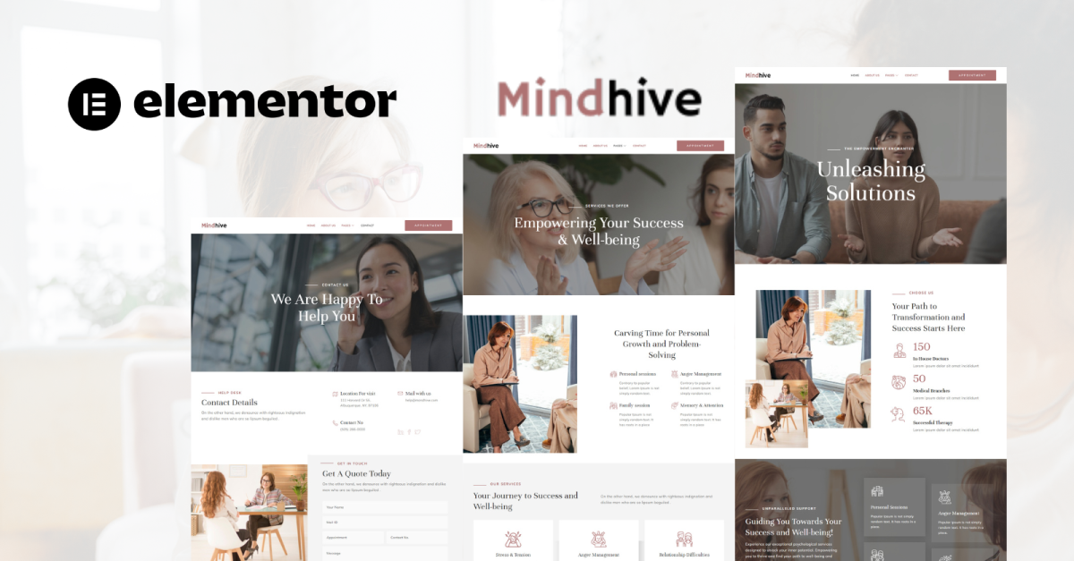 Mindhive - Life Coach and Counseling Free Elementor Template Kit
