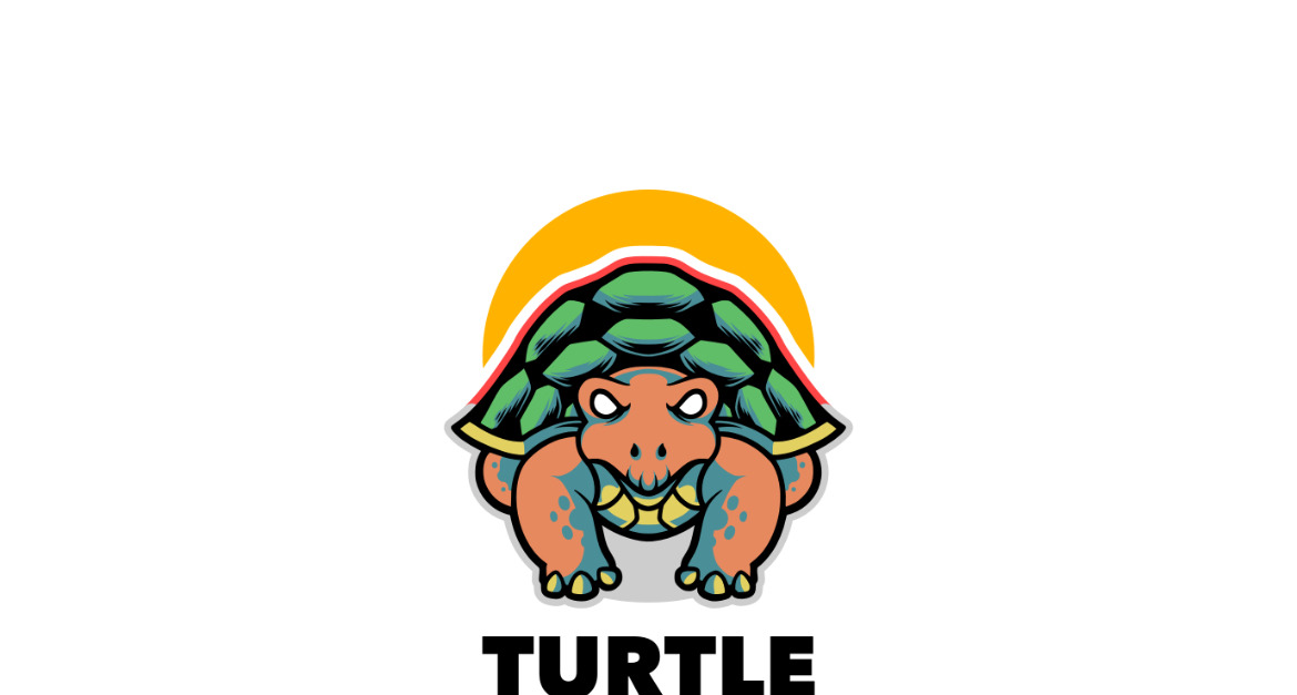 Turtle mascot cartoon logo design template - TemplateMonster