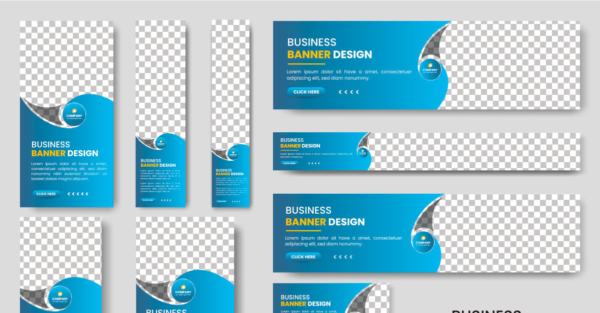 Vector set of creative web banners of standard size modern template concept