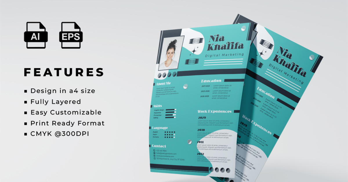 Resume CV Template Flyer Design #349795 - TemplateMonster