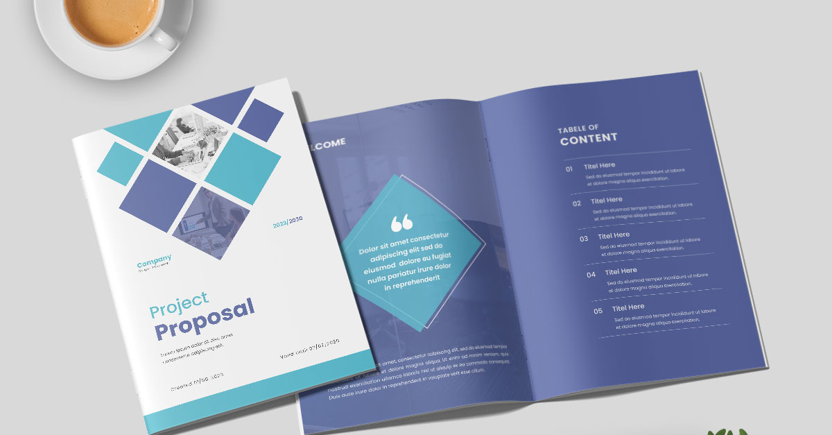 İş projesi teklif broşür şablonu, şirket profili düzeni