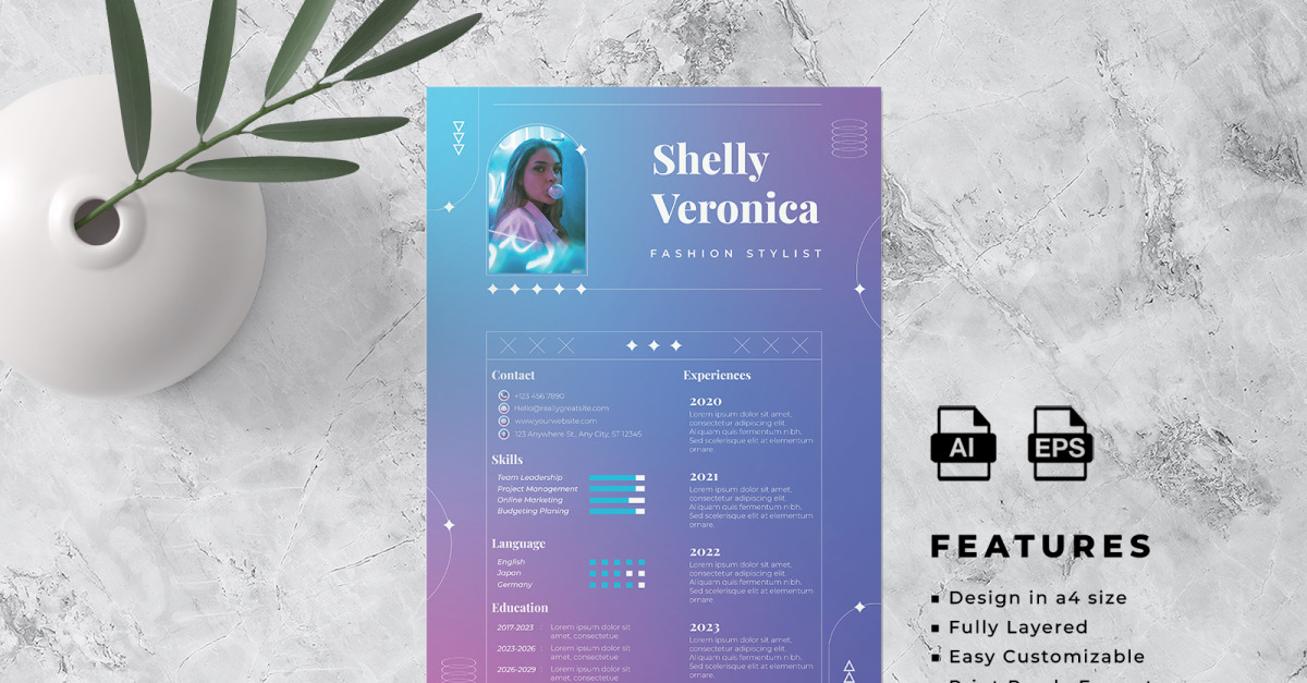 Resume CV Template Flyer Design 1 #349800 - TemplateMonster