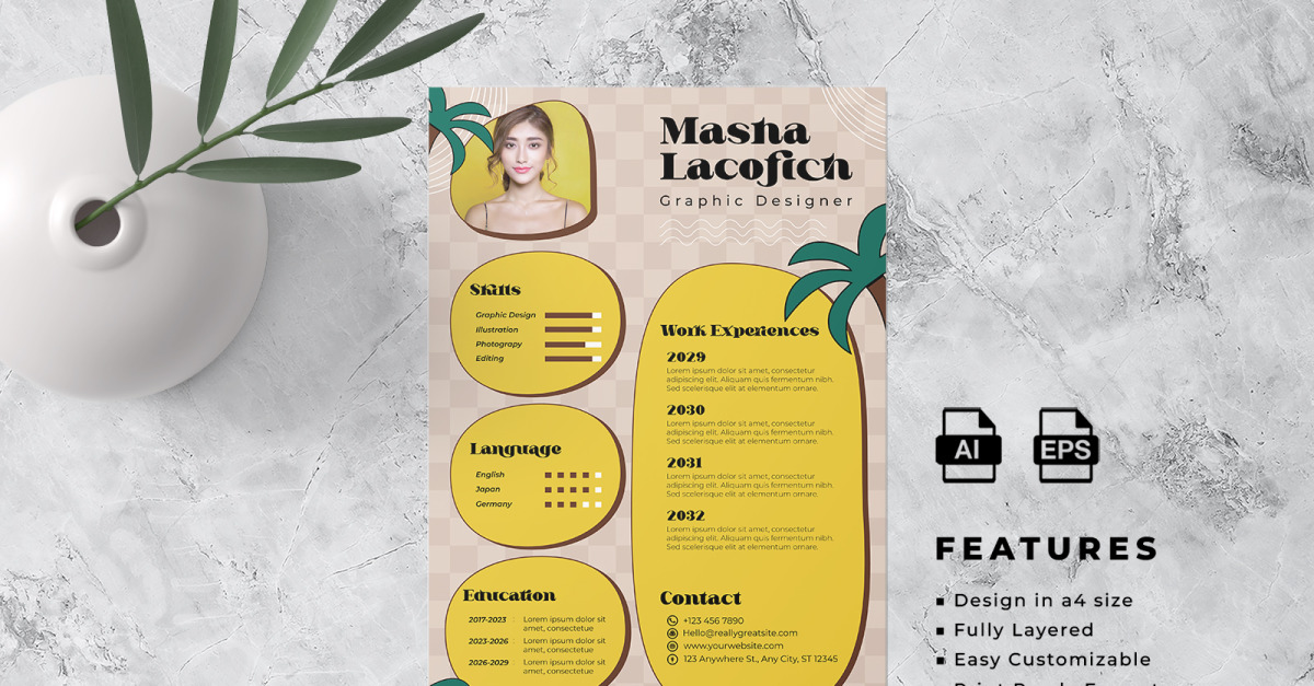 Resume CV Template Flyer Design 5 #349818 - TemplateMonster