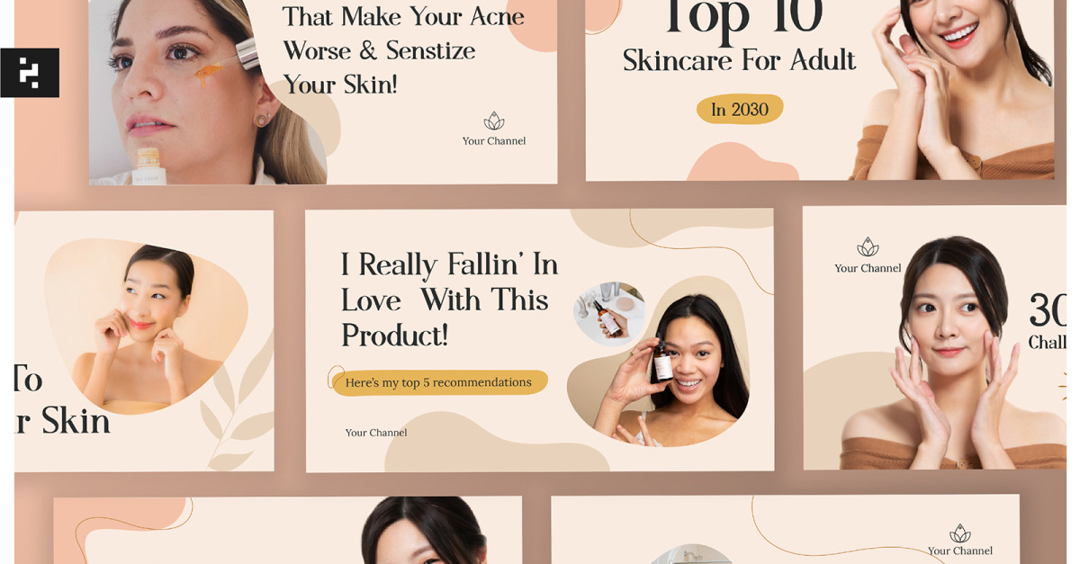 Skincare Youtube Thumbnail Boho Style - TemplateMonster