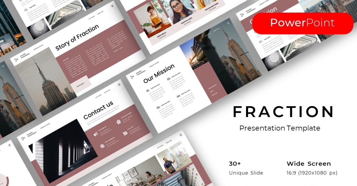 Fraction - Business PowerPoint Template - TemplateMonster