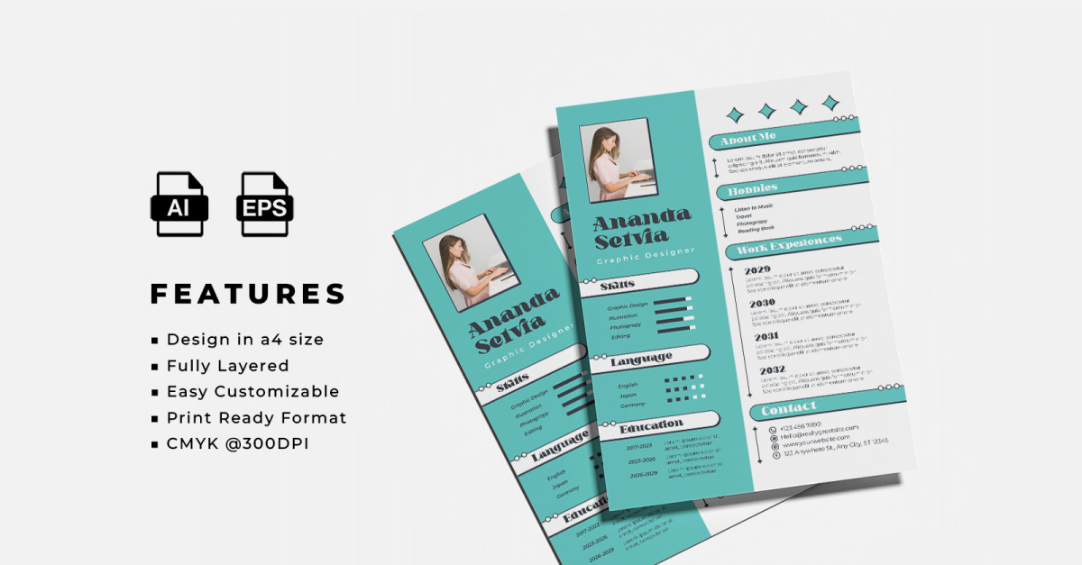 Resume and CV Template Flyer 4 #349909 - TemplateMonster