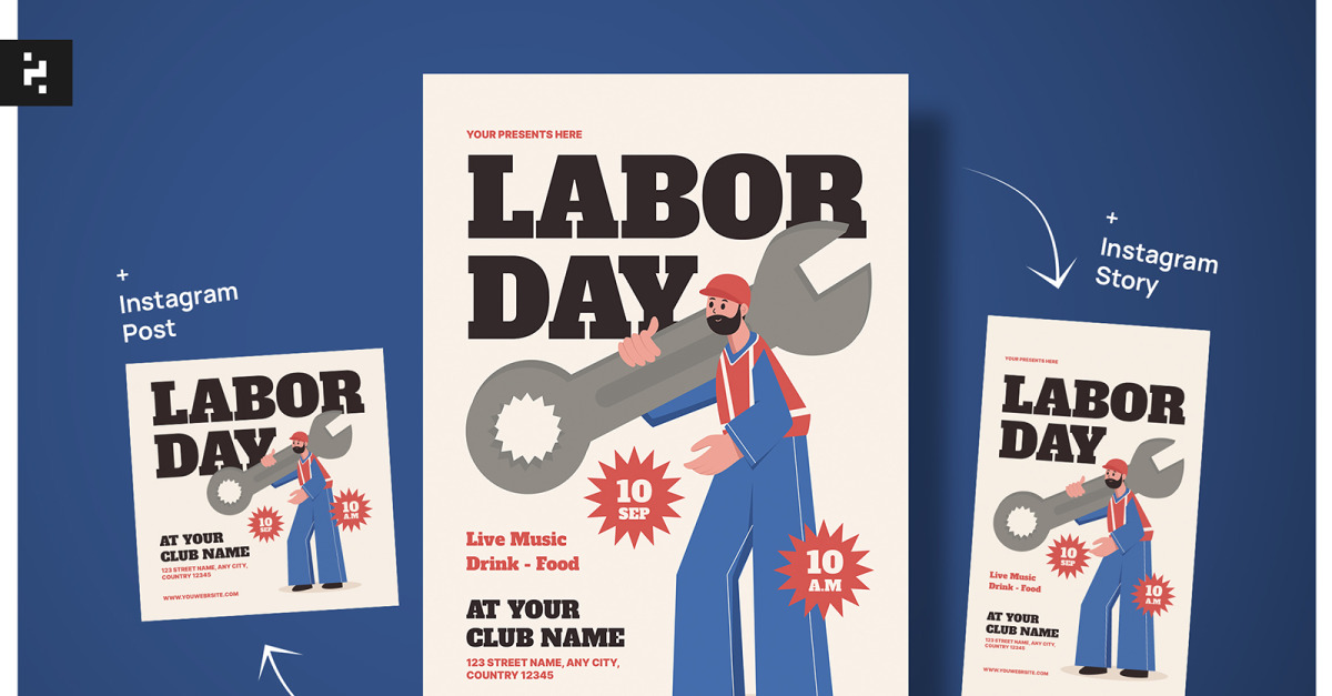Creative Minimal Labor Day Flyer #350045 - TemplateMonster