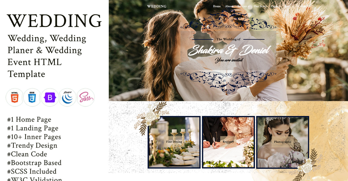 Wedding - Wedding, Wedding Planner & Event Free HTML Template