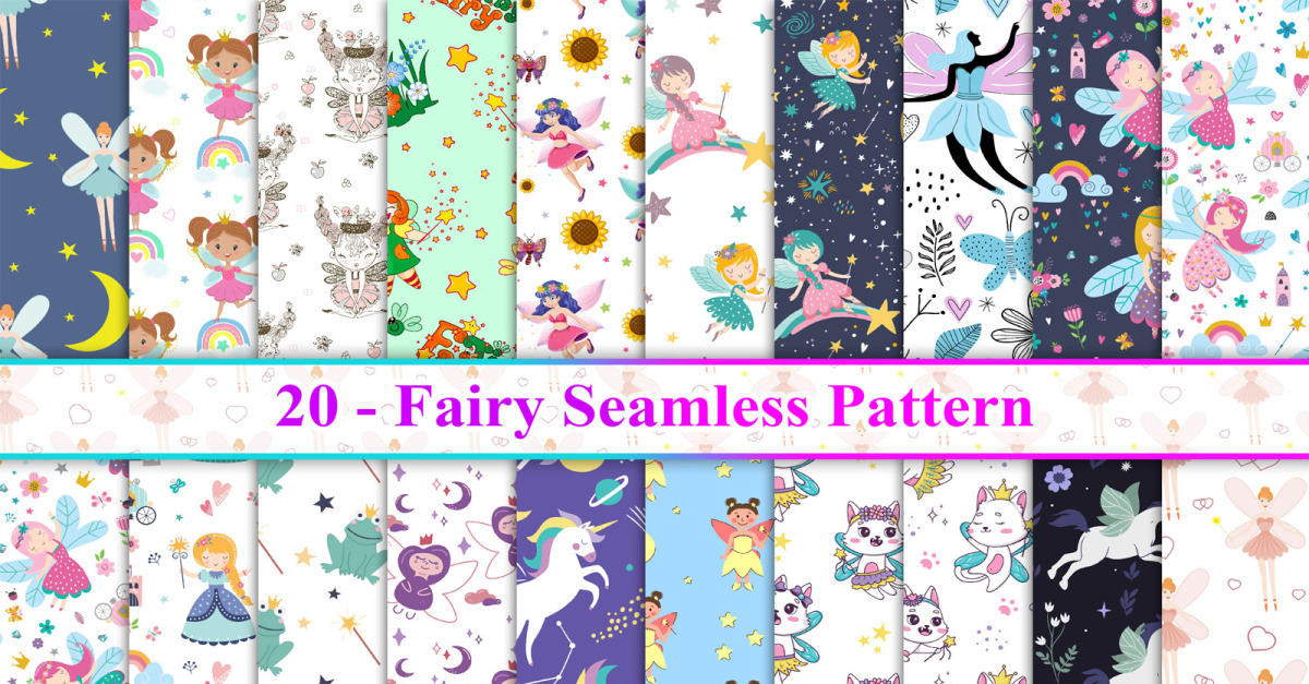 Fairy Seamless Pattern, Fairy Pattern, Fairy digital paper, Kids ...
