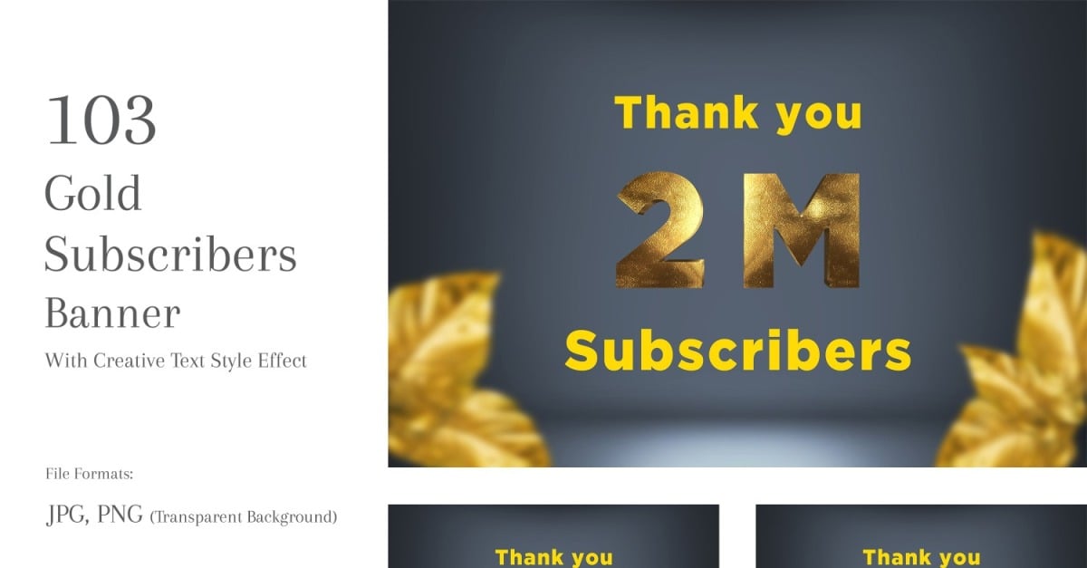 Gold Subscribers Banner Design Set 3 - TemplateMonster