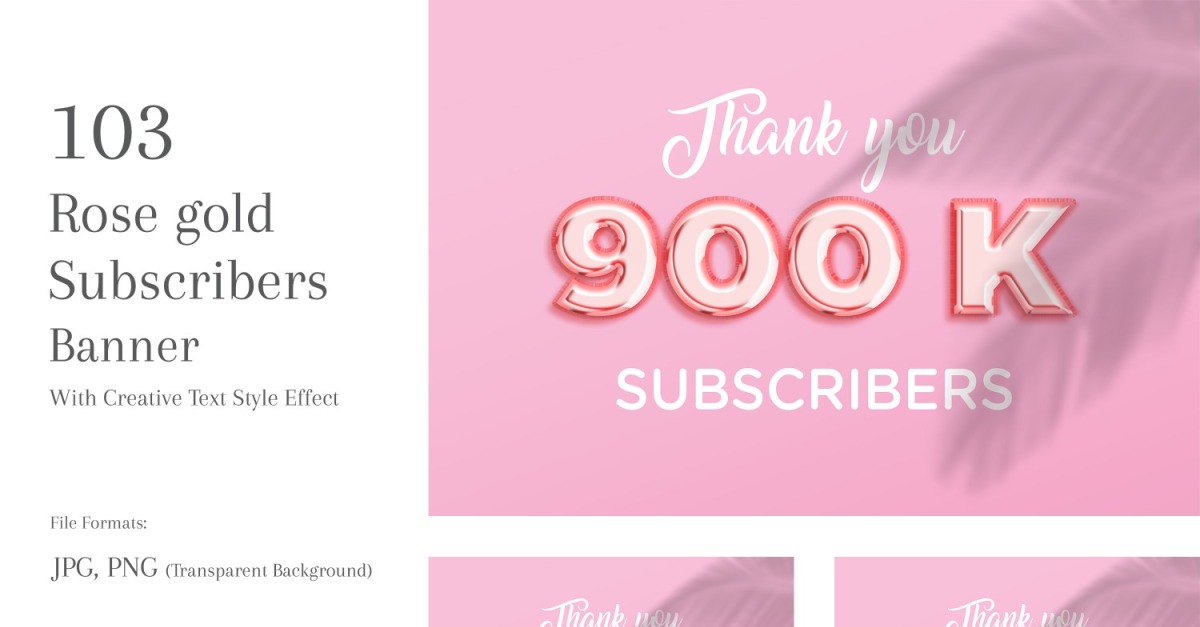 Rose gold Subscribers Banner Design Set 9 - TemplateMonster