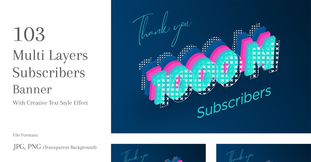 Multi Layers Subscribers Banner Design Set 26