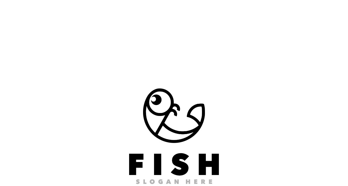 Fish line simole design template logo - TemplateMonster