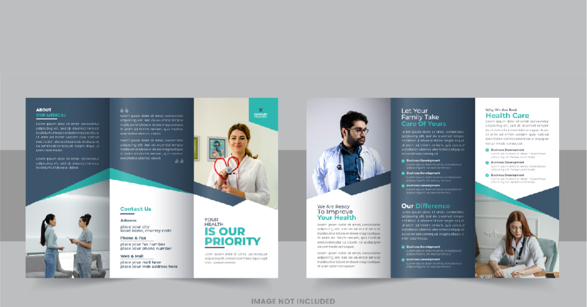 Creative healthcare or medical trifold brochure template