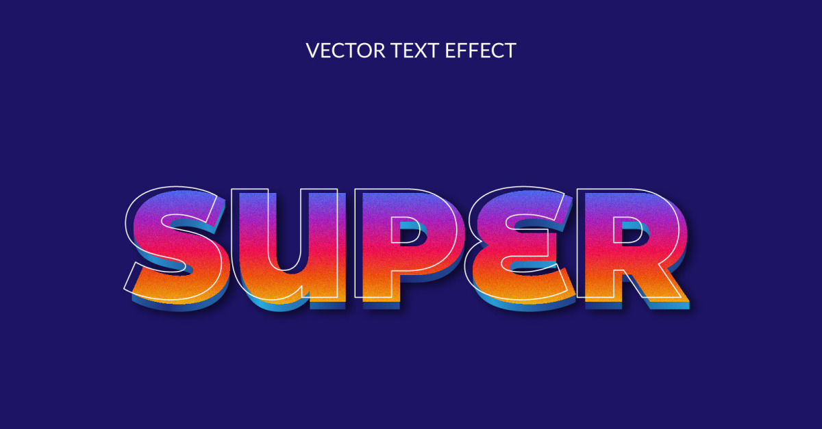 Super 3D Fully Editable Vector Eps Text Effect Template