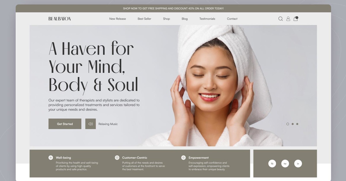 Beauxbaton - Salon & Spa Hero Section Figma Template