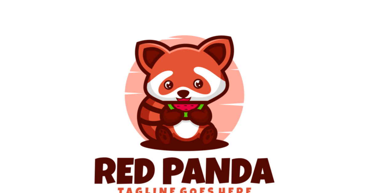 Design de logotipo de desenho animado de mascote do Panda Vermelho