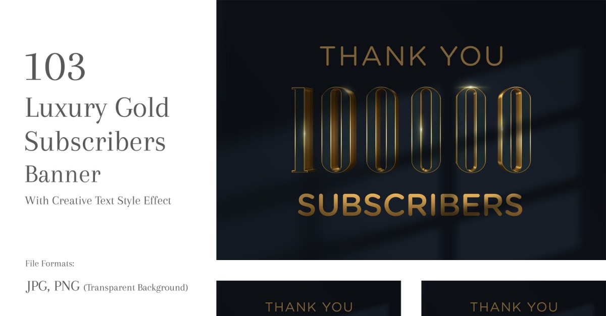 Luxury Gold Subscribers Banners Design Set 109