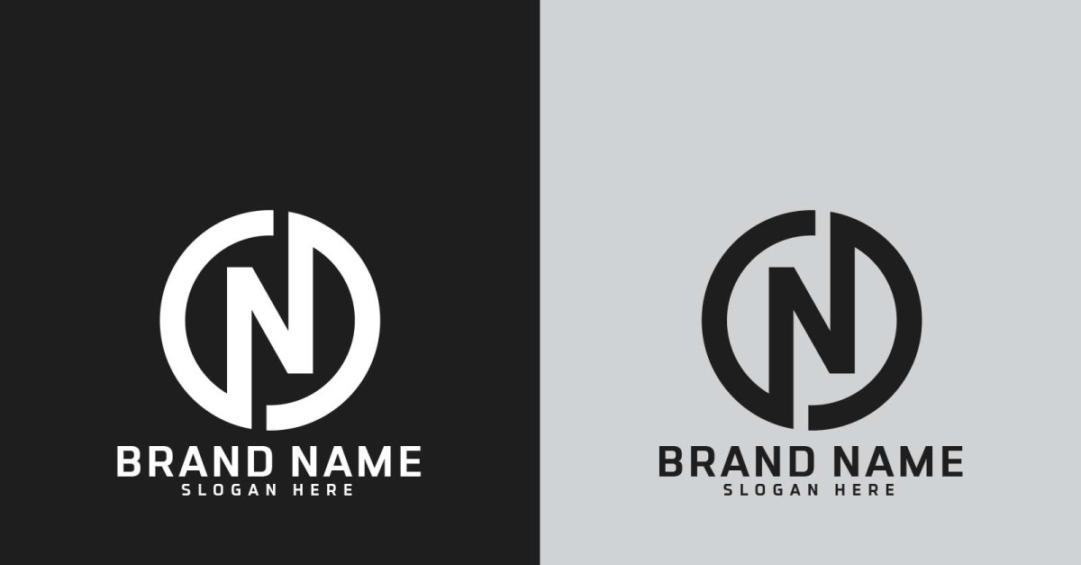 Marca N letra Forma de Círculo Diseño de Logotipo - Identidad de Marca
