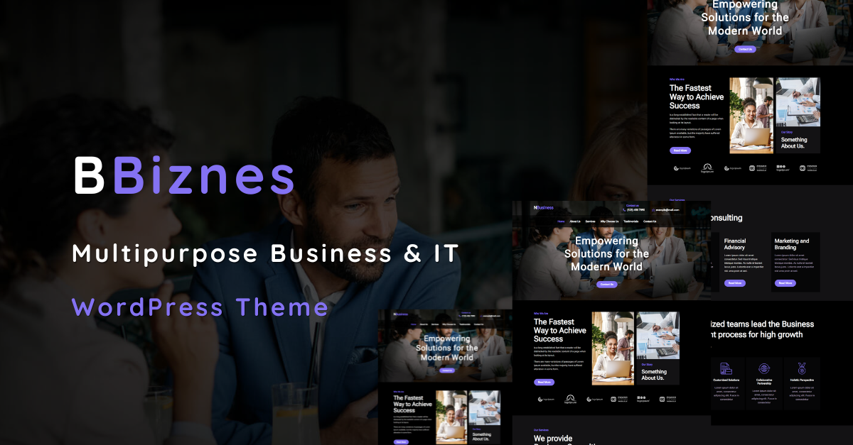 BBiznes - Tema de WordPress de una página para solución empresarial y de TI multipropósito