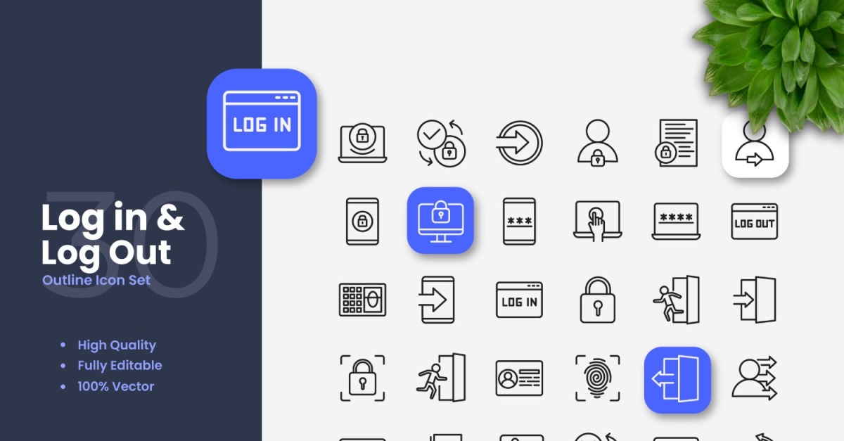 30 Login and Logout Outline Icon Set - TemplateMonster