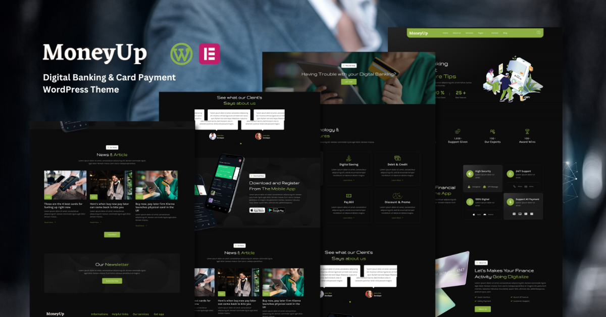 MonyUp - 数字银行和卡支付服务 WordPress 主题 #351044 - TemplateMonster
