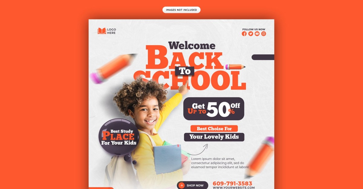Back To School Social Media Post Template Design