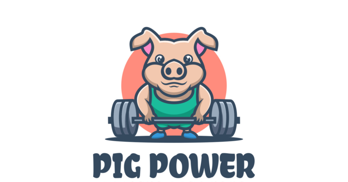 Pig Power Mascot Cartoon Logo #351155 - TemplateMonster