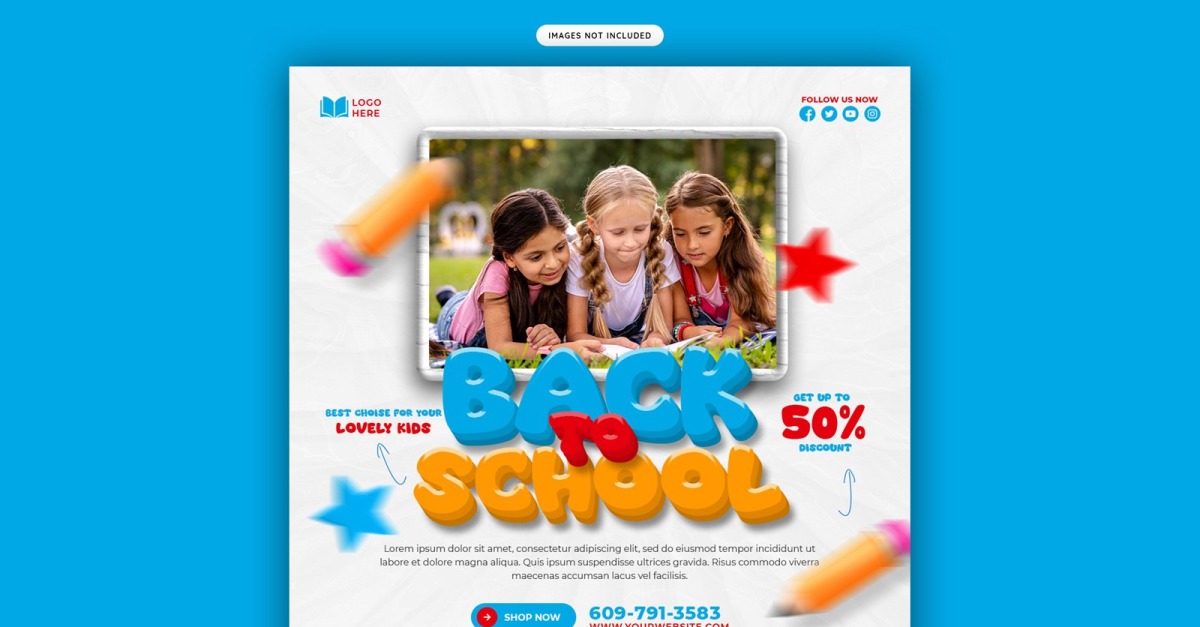 Welcome Back To School Social Media Post Template PSD