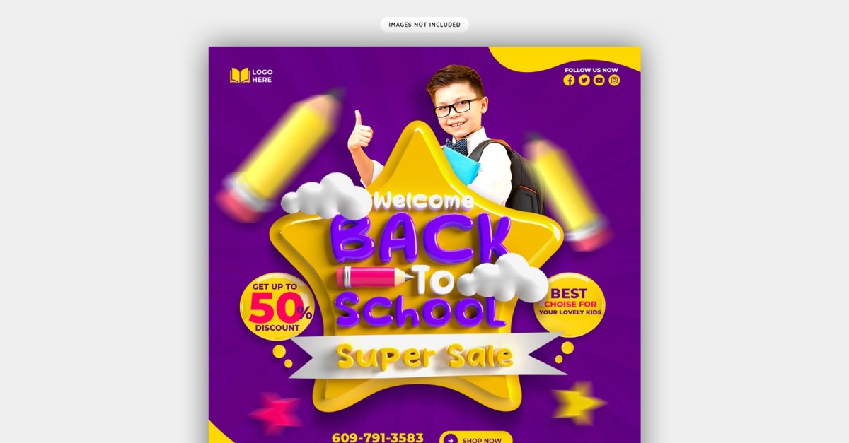 Welcome Back To School Social Media Post Templates PSD