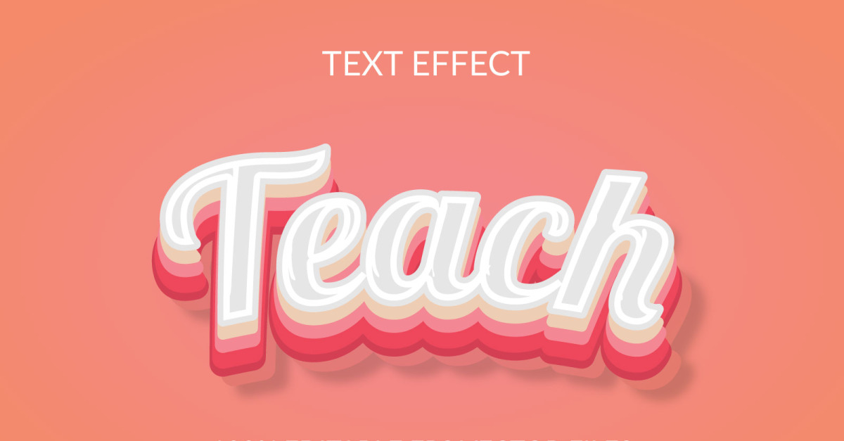 Teach Editable Vector Eps 3D Text Effect Template Design
