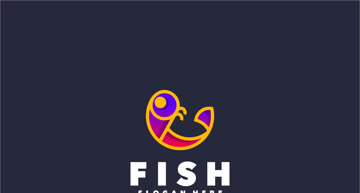 Fish simple line art design logo unique - TemplateMonster