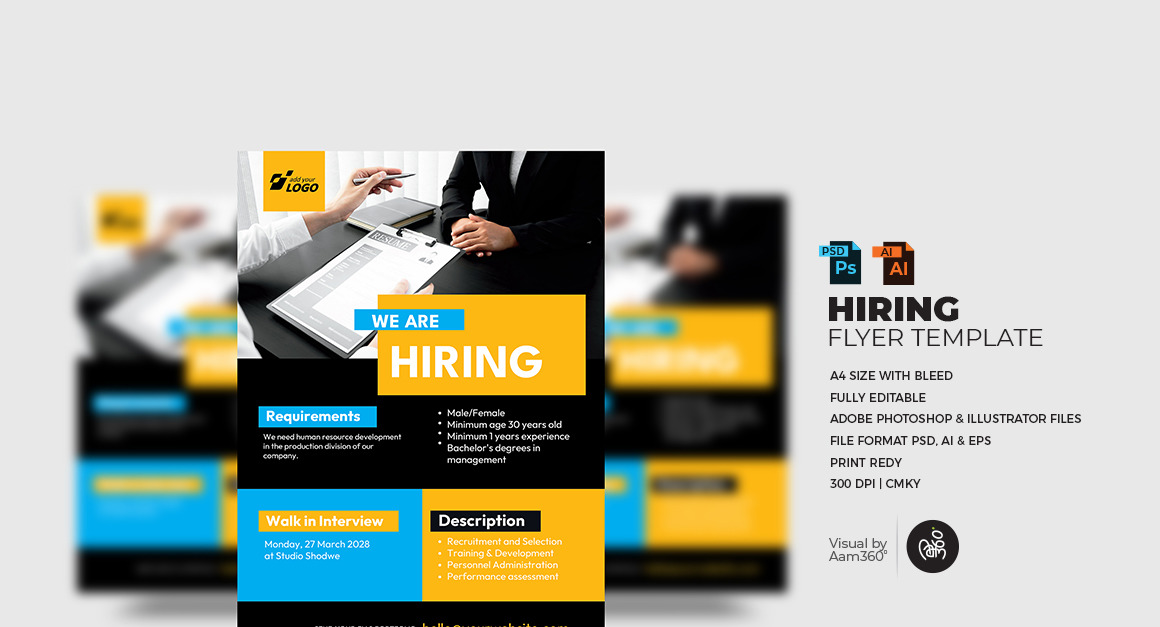 Were Hiring Flyer Template,. #351755 - TemplateMonster